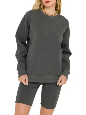 GREY LAB Grey Lab Relaxed Fit Crewneck Sweatshirt Charcoal