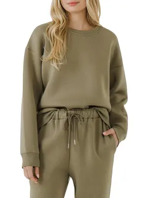 GREY LAB Grey Lab Relaxed Fit Crewneck Sweatshirt Olive