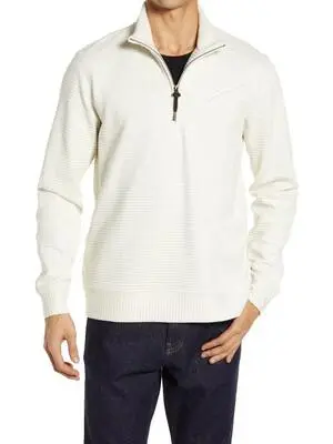 Billy Reid Double Knit Half-zip Pullover - Tinted White