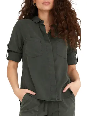 Bella Dahl Bella Dahl Split Back Button-Up Shirt Dark Forest