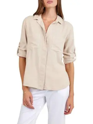 Bella Dahl Split Back Button-up Shirt - Linen Sand