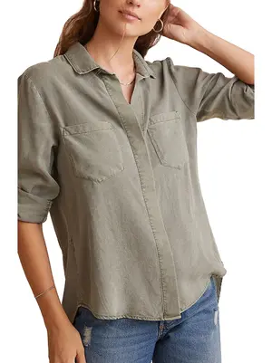 Bella Dahl Bella Dahl Split Back Button-Up Shirt Soft Army