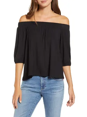 Loveappella Loveappella Off-The-Shoulder Top Black