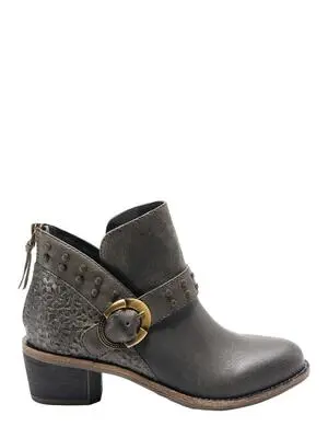 HALSA FOOTWEAR Melania Bootie - Dark Grey Leather