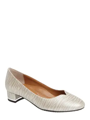 J. Reneé J. Reneé Bambalina Block Heel Pump Grey Metallic Faux Leather