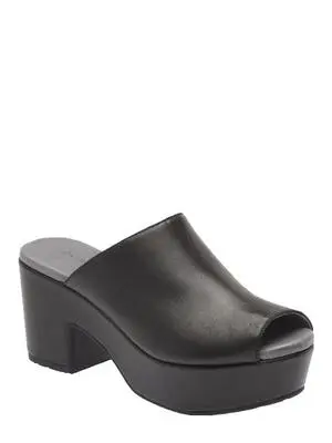 CHOCOLAT BLU Platform Slide Sandal Black Leather