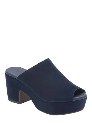 CHOCOLAT BLU Platform Slide Sandal Navy Suede