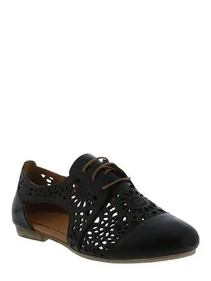 SPRING STEP SHOES Spring Step Theone Cutout Derby Flat Black Leather