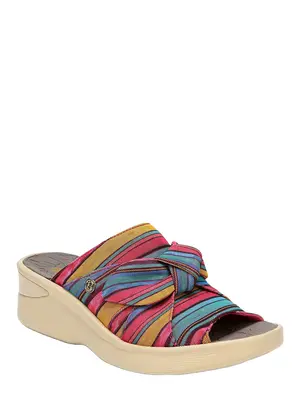 LIFESTRIDE Bzees Smile Wedge Slide Sandal - Raspberry Fabric