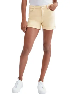 7 For All Mankind Roll Cuff Denim Shorts Yellow