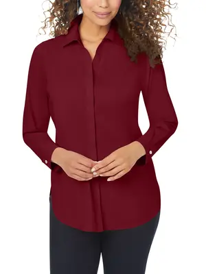 Foxcroft Foxcroft Kylie Non-iron Cotton Button-up Shirt Deep Garnet