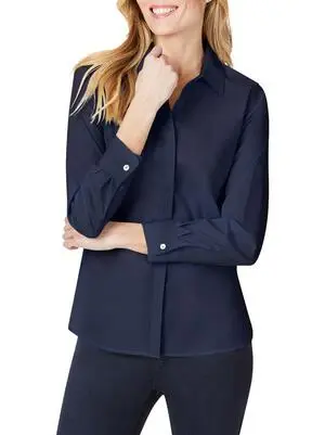 Foxcroft Foxcroft Kylie Non-iron Cotton Button-up Shirt Navy