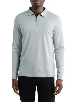Robert Barakett Long Sleeve Zip Polo - Monument Grey