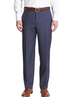 Canali Flat Front Wool Trousers - Blue