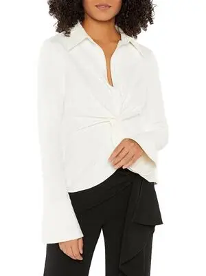 Cinq À Sept Mckenna Knot Waist Shirt - Ivory