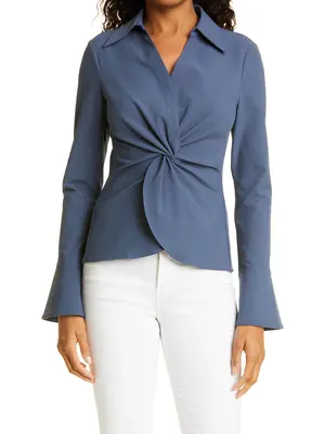 Cinq À Sept Cinq À Sept Mckenna Knot Waist Shirt Shadow