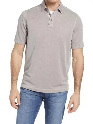 Johnston & Murphy Short Sleeve Slub Knit Polo - Sand