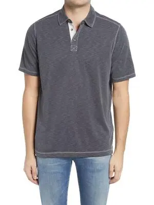 Johnston & Murphy Vintage Slub Jersey Polo - Charcoal