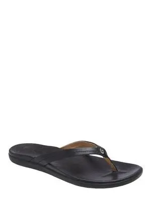 Olukai Honu Flip Flop - Black/ Black