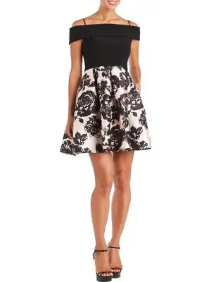 MORGAN & CO Cold-Shoulder Pleated Skater Dress