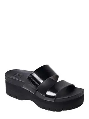 Reef Reef Cushion Vista Hi Slide Sandal Black Patent