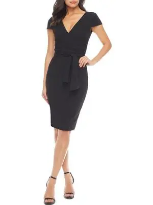 Dress The Population Dana Wrap Waist Cocktail Dress - Black