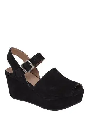 CHOCOLAT BLU Wagga Platform Wedge Sandal - Black Suede