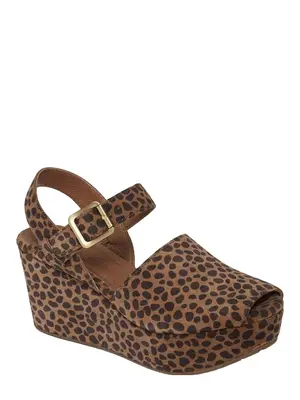CHOCOLAT BLU Chocolat Blu Wagga Platform Wedge Sandal Leopard Print Suede