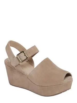 CHOCOLAT BLU Wagga Platform Wedge Sandal - Taupe Suede
