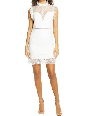 BEBE Bebe Lace Mock Neck Dress