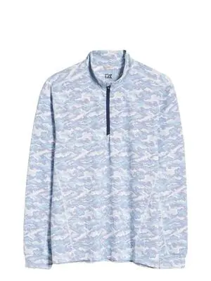 Cutter & Buck Traverse Camo Quarter Zip Pullover - Indigo