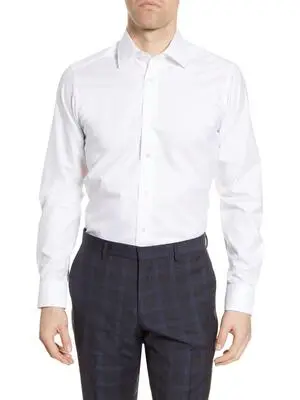 David Donahue Slim Fit Superfine Twill Dress Shirt - White