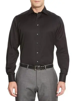 Eton Contemporary Fit Twill Dress Shirt - Black