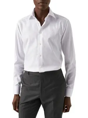 Eton Contemporary Fit Twill Dress Shirt - White