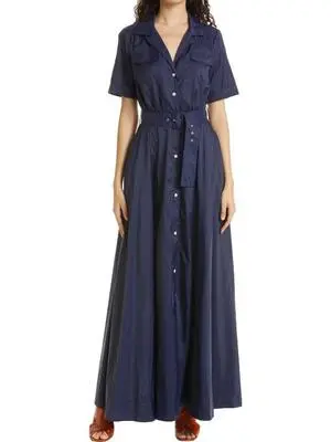 Staud Millie Maxi Shirt Dress - Navy