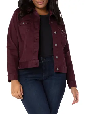 LIVERPOOL Liverpool Los Angeles Classic Denim Trucker Jacket Dk Cherry