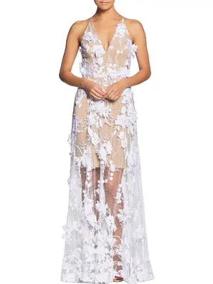 Dress The Population Dress The Population Sidney 3D Lace Gown White