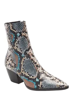 Matisse Matisse Caty Western Pointed Toe Bootie Blue Snake Print Leather
