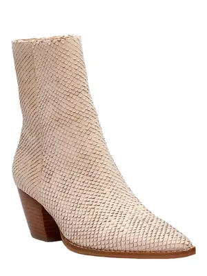 Matisse Matisse Caty Western Pointed Toe Bootie Blush Snake Print Leather