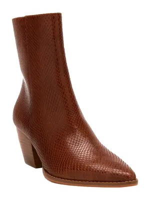 Matisse Matisse Caty Western Pointed Toe Bootie Tobacco Snake Leather