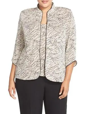 Alex Evenings Foiled Print Twinset - Beige