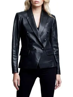 L'Agence Kenzie Double Breasted Blazer - Black/black