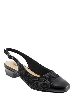 Trotters Trotters Dea Leather Slingbacks Black Floral
