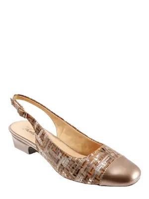 Trotters Trotters Dea Leather Slingbacks Bronze Print Leather