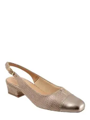 Trotters Trotters Dea Leather Slingbacks Champagne Snake