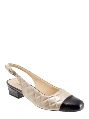 Trotters Trotters Dea Leather Slingbacks Gold/black Patent Leather