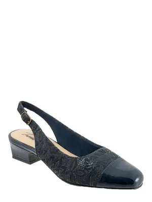 Trotters Trotters Dea Leather Slingbacks Navy Floral