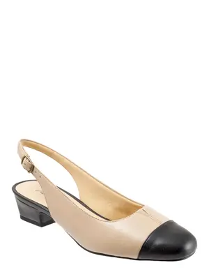 Trotters Trotters Dea Leather Slingbacks Nude/ Black Leather