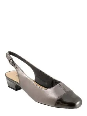 Trotters Dea Leather Slingbacks - Pewter