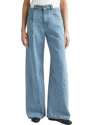 MAISON MARGIELA Maison Margiela Décortiqué Wide Leg Jeans Medium Blu Stone Wash